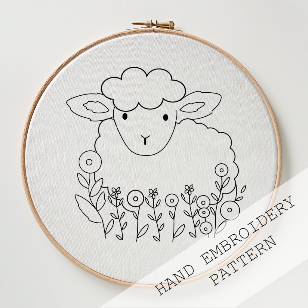 PDF Pattern Bedtime Sheep, Modern Hand Embroidery, Hand Embroidery ...