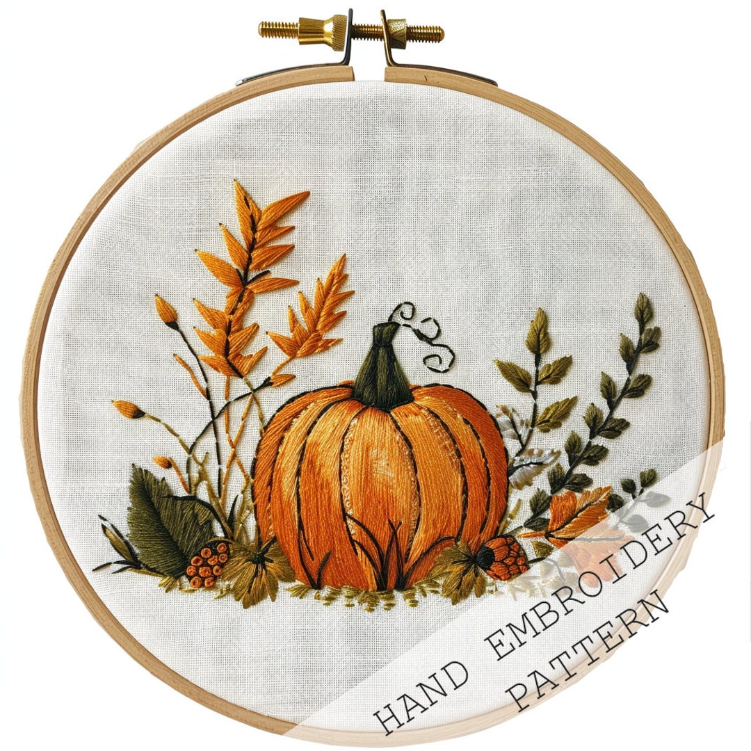 Pumpkin Embroidery Pattern, Embroidery Pattern, Autumn Design, Beginner ...