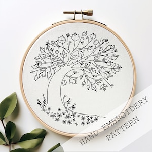 Autumn Tree Hand Embroidery Designs, Easy Download and Print Digital ...