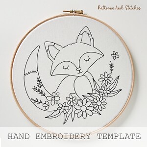 Fox Hand Embroidery Template, Fox Pattern, Hand Embroidery Pattern ...