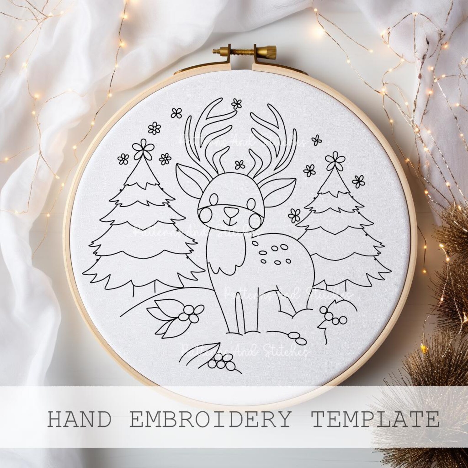 Winter Reindeer Embroidery Pattern: Christmas Hoop Art (PDF Pattern) - Etsy