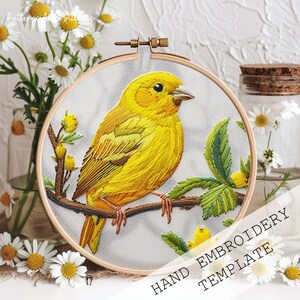 Canary Embroidery Template, Modern Embroidery Art, Bird Embroidery ...