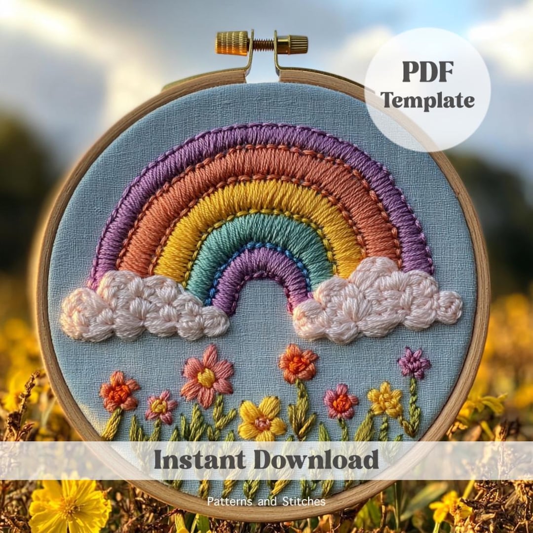 Rainbow Embroidery Pattern, DIY Embroidery, Kids Embroidery, Rainbow ...