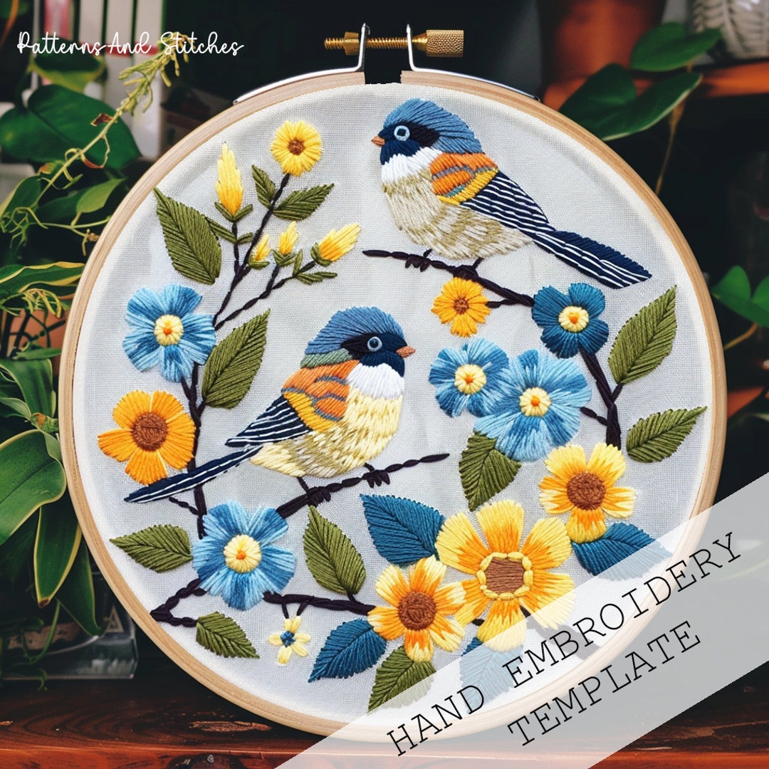 Folk Birds Embroidery, Embroidery Pattern, Embroidery Hoop Art ...