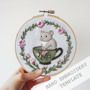 Mouse Embroidery Pattern, PDF Template, Mouse Needlepoint Pattern ...