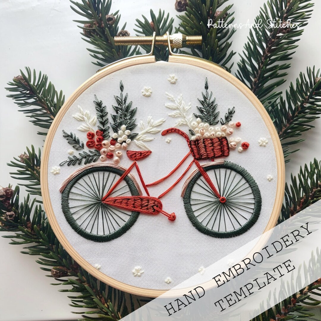 Christmas Embroidery Template, Bicycle Embroidery, Bike Embroidery ...