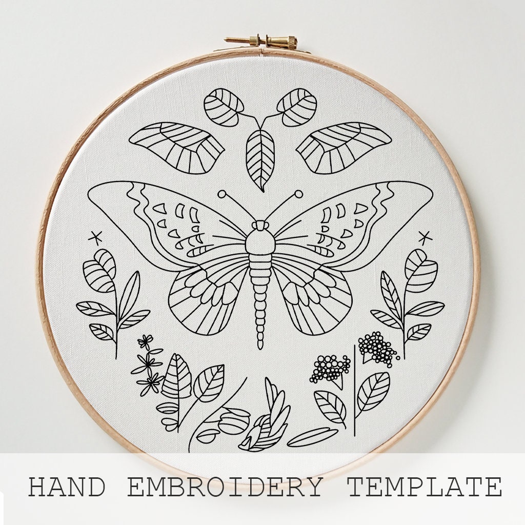 Detailed Moth Embroidery Pattern, Symmetrical Hoop Art, Insect Lovers ...