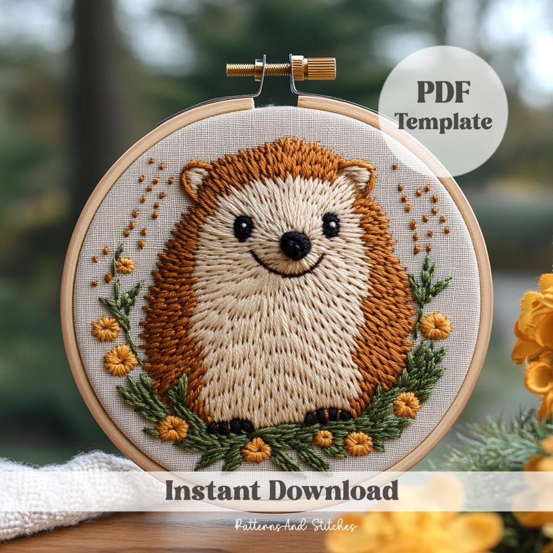 Hedgehog Hand Embroidery Pattern, Hedgehog Embroidery Design, Kids ...
