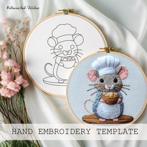 Chef Mouse Embroidery Pattern, Kitchen Hoop Art, Needlecraft (PDF ...
