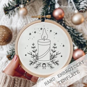 Christmas Candle Embroidery Pattern: Holiday Ornament Design (PDF) - Etsy