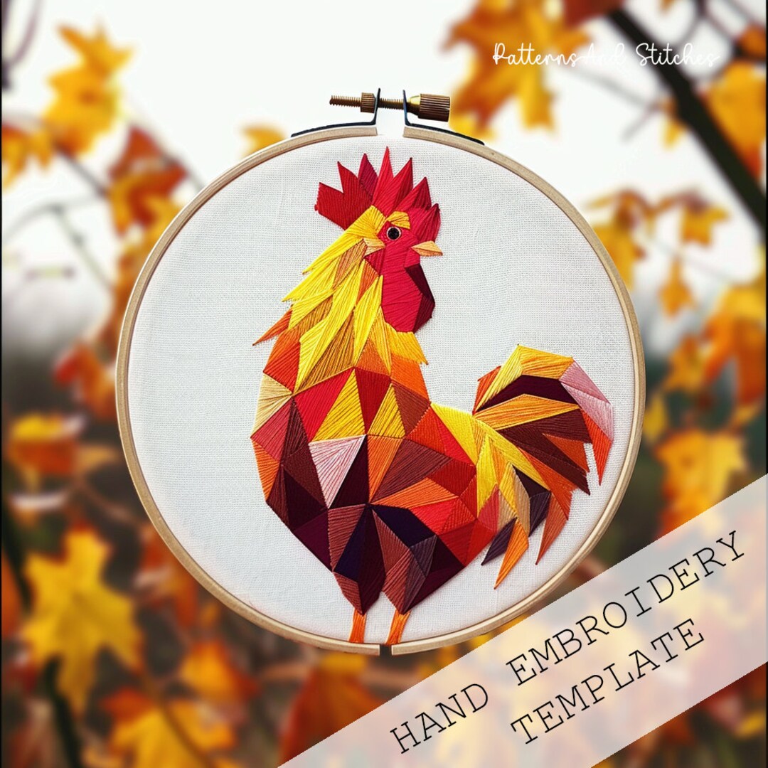 Colourful Chicken Embroidery Pattern, PDF Pattern, Hen & Hare, Beginner ...