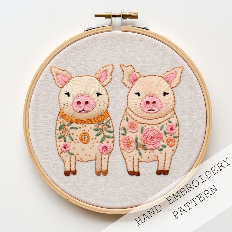 Pig Embroidery - Etsy
