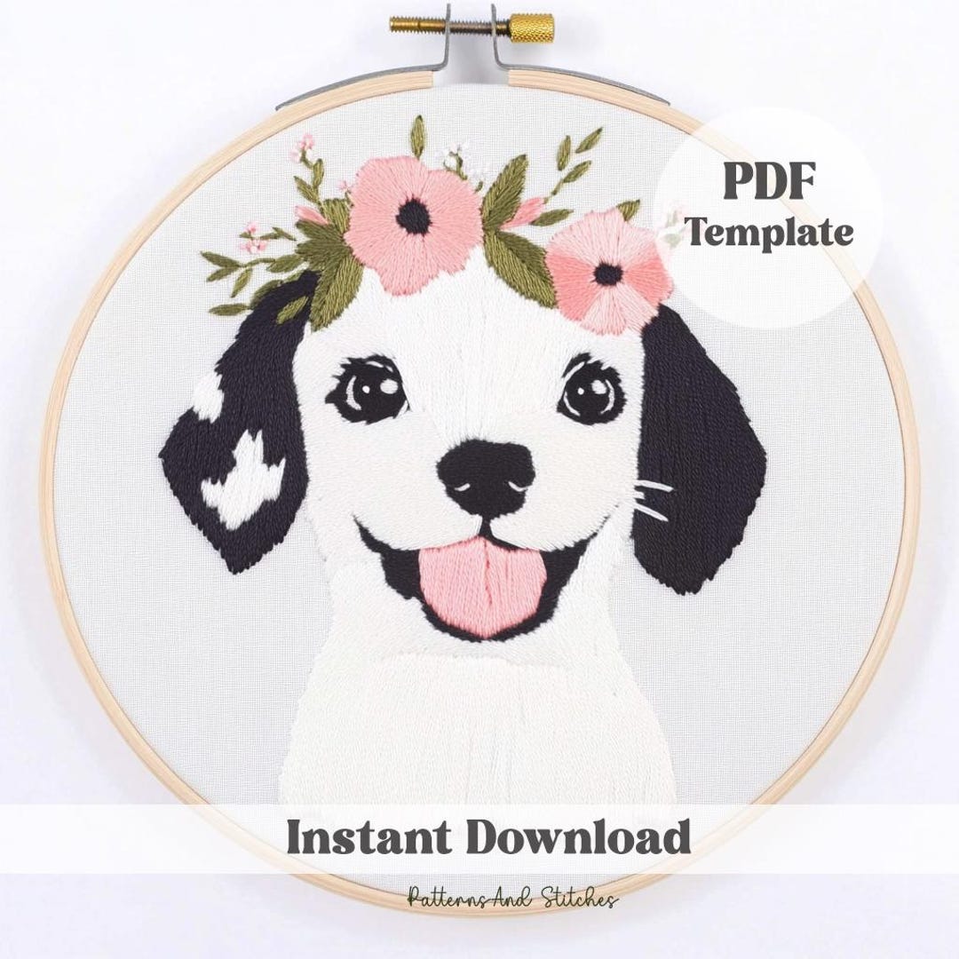 Cute Dog Embroidery Pattern, PDF Pattern, Hand Embroidery, Exclusive ...
