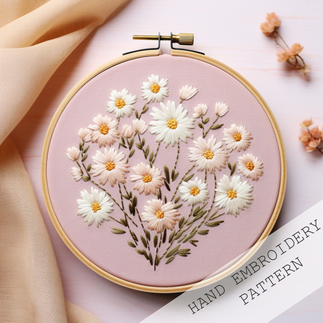 Wild Daisy Embroidery Pattern, Botanical Embroidery, PDF Pattern ...