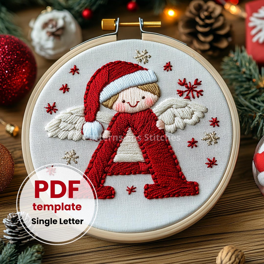 Letter A, Christmas Angel Embroidery, Angel Embroidery Design ...