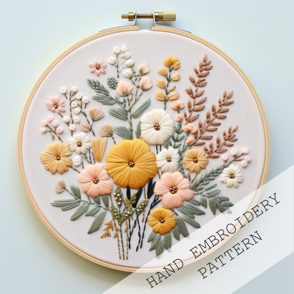 Simple Wildflowers Embroidery Pattern, Instant Download, Beginner ...