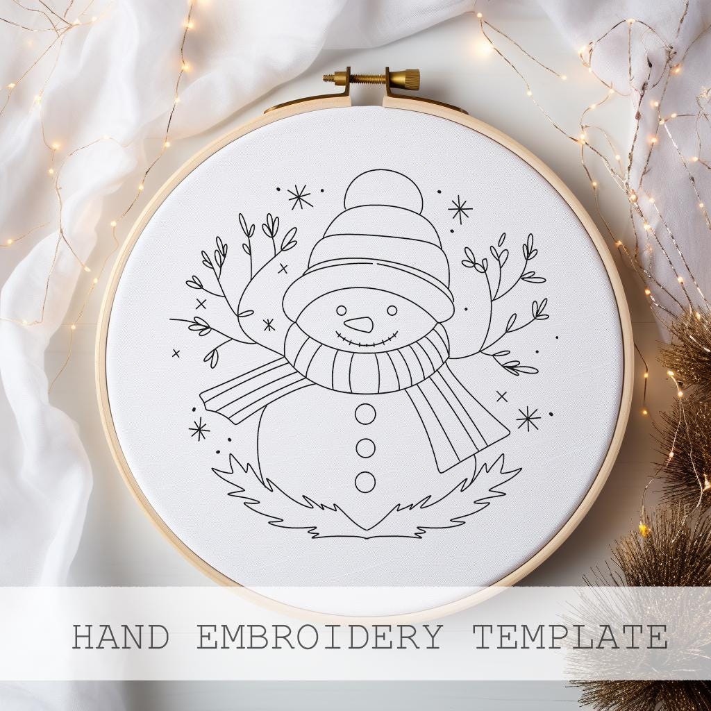 Happy Snowman Embroidery Pattern: Christmas Holiday Decor, Needle Art ...