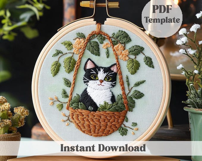 Kitty Hand Embroidery Pattern PDF - Etsy Canada