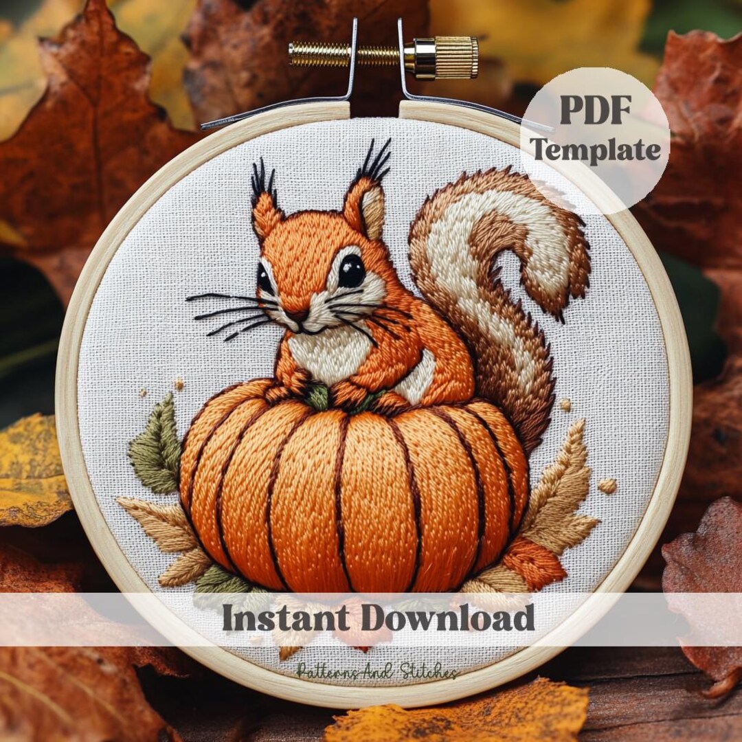 Squirrel Hand Embroidery Pattern, Squirrel Pattern, Hand Embroidery ...