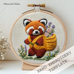 Red Panda Hand Embroidery Pattern: DIY Spring Hoop Art (PDF) - Etsy
