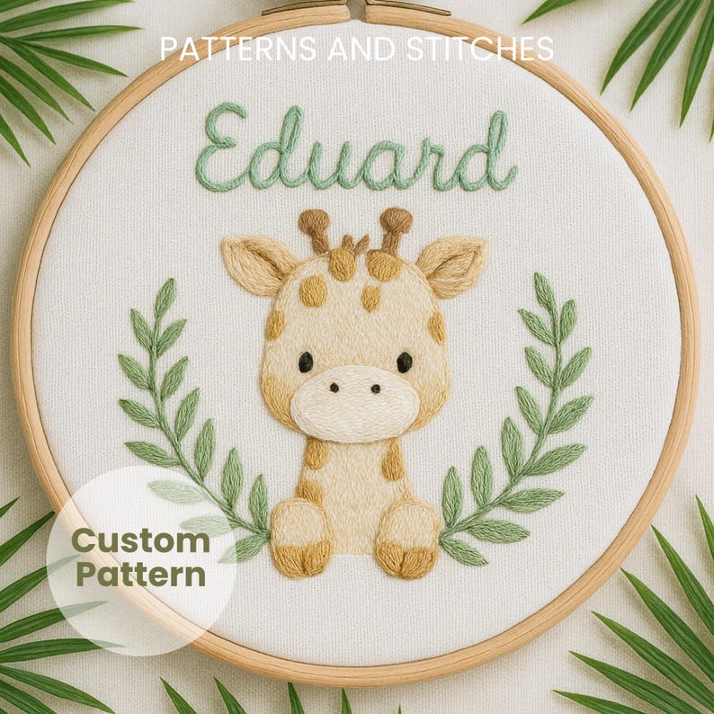 Custom Giraffe Embroidery Pattern: Personalized Nursery Decor (PDF ...