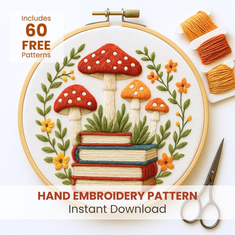 Fantasy Floral Hand Embroidery Pattern: Beginner Friendly (PDF Pattern ...