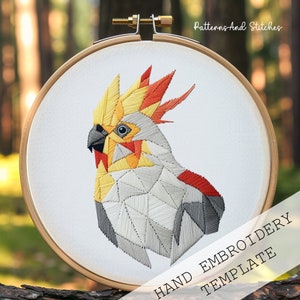 Decorative Cockatoo Embroidery Design, Beginner Embroidery Pattern ...