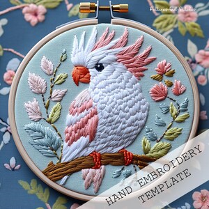 Cockatoo Embroidery Pattern: Australian Bird DIY Hoop Art (PDF Pattern ...