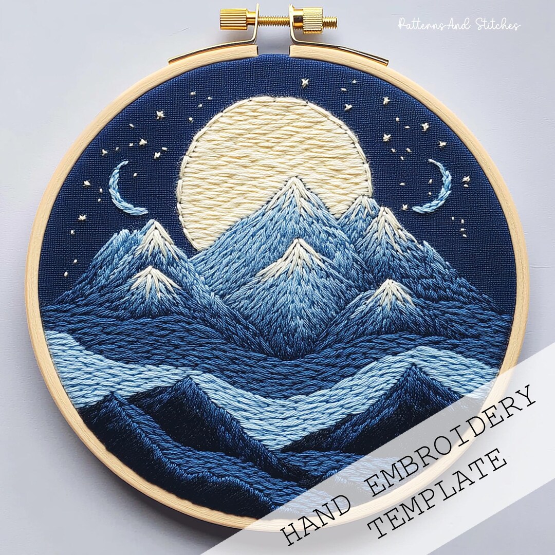 Landscape Hand Embroidery, PDF Pattern Template, Digital Stitching File ...
