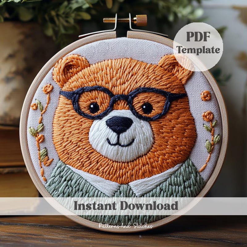 Bear Hand Embroidery - Etsy