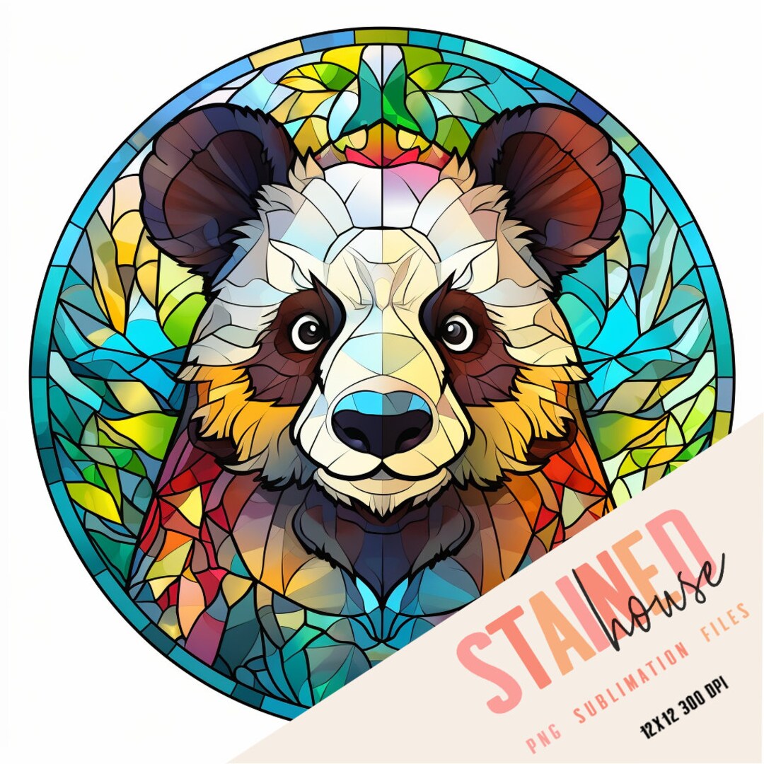 Colorful Panda Stained Glass Sublimation Stained Glass - Etsy