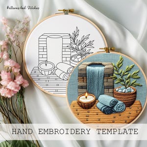 Tiny Spa Hand Embroidery Pattern, Mini Relaxation Themed, Hoop Art With ...