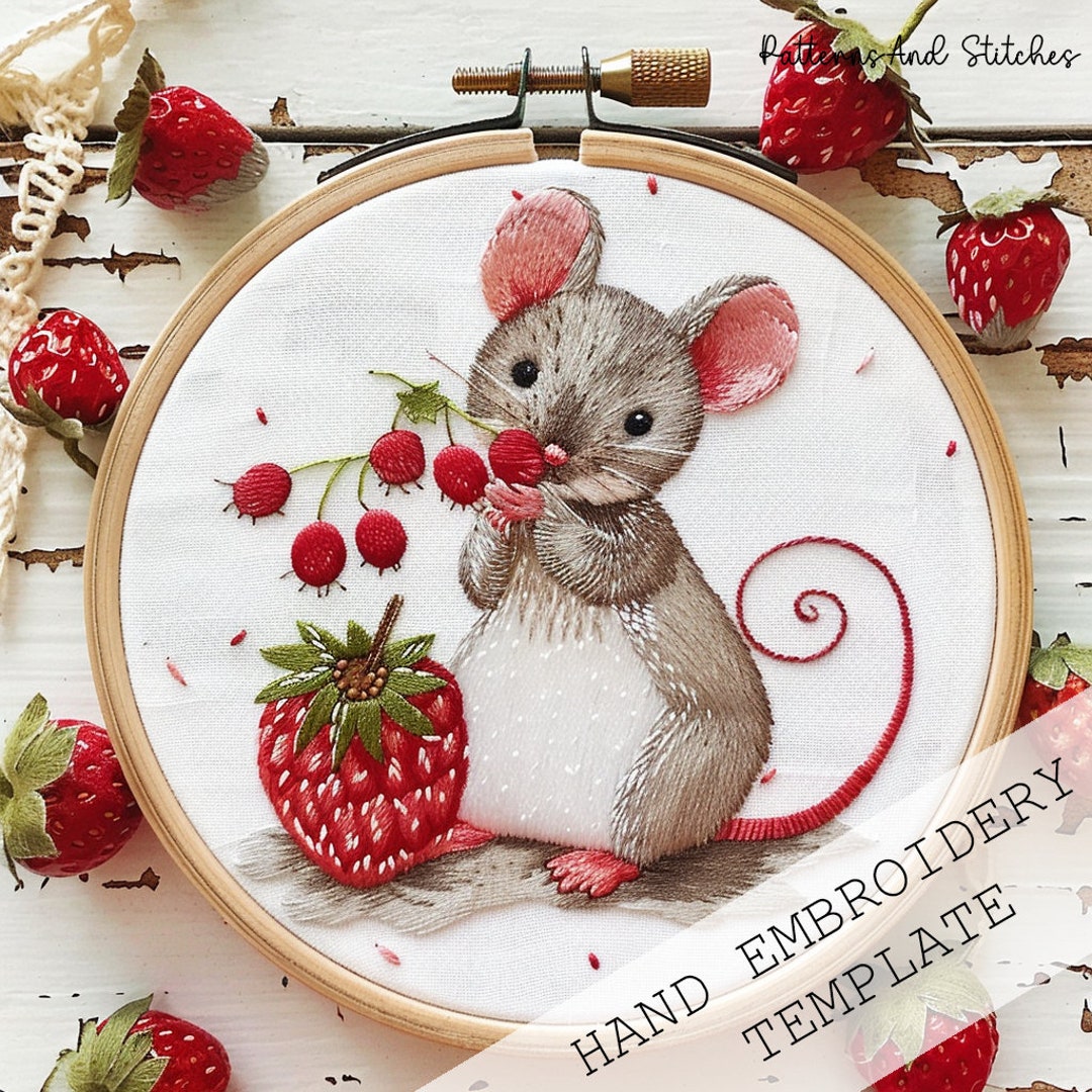 Little Mouse Embroidery Pattern: DIY Needlework Design, Handmade Art ...