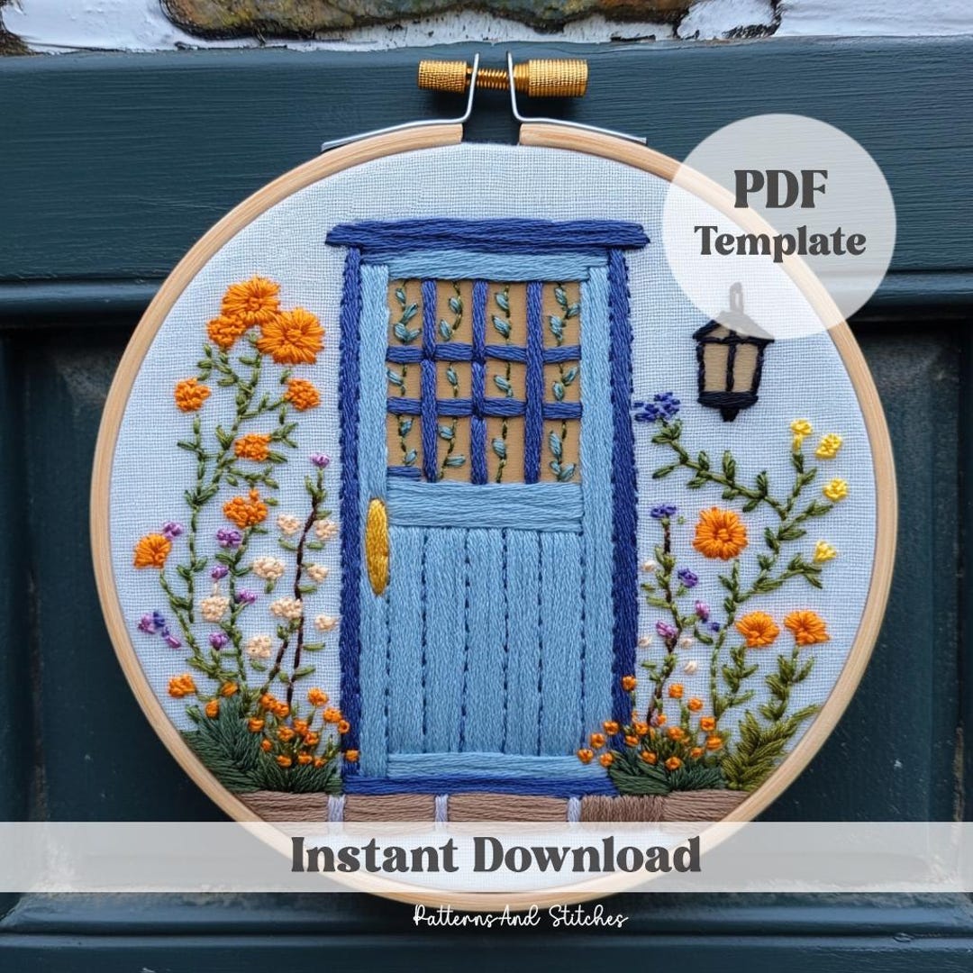 Floral Door Embroidery Pattern, Beginner Hand Embroidery, Beautiful ...