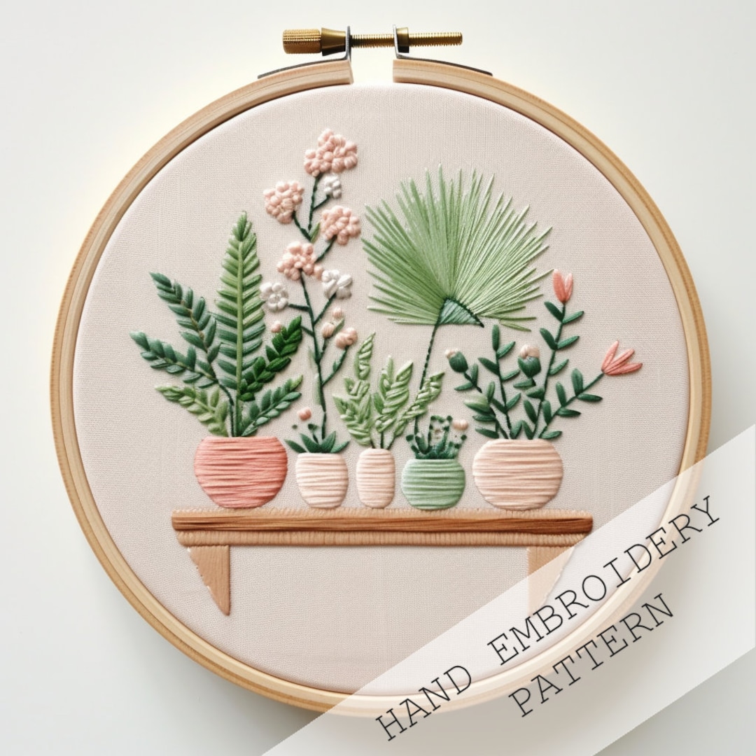 Houseplant Embroidery, PDF Pattern, Plant Lover Gift Idea, Botanical ...