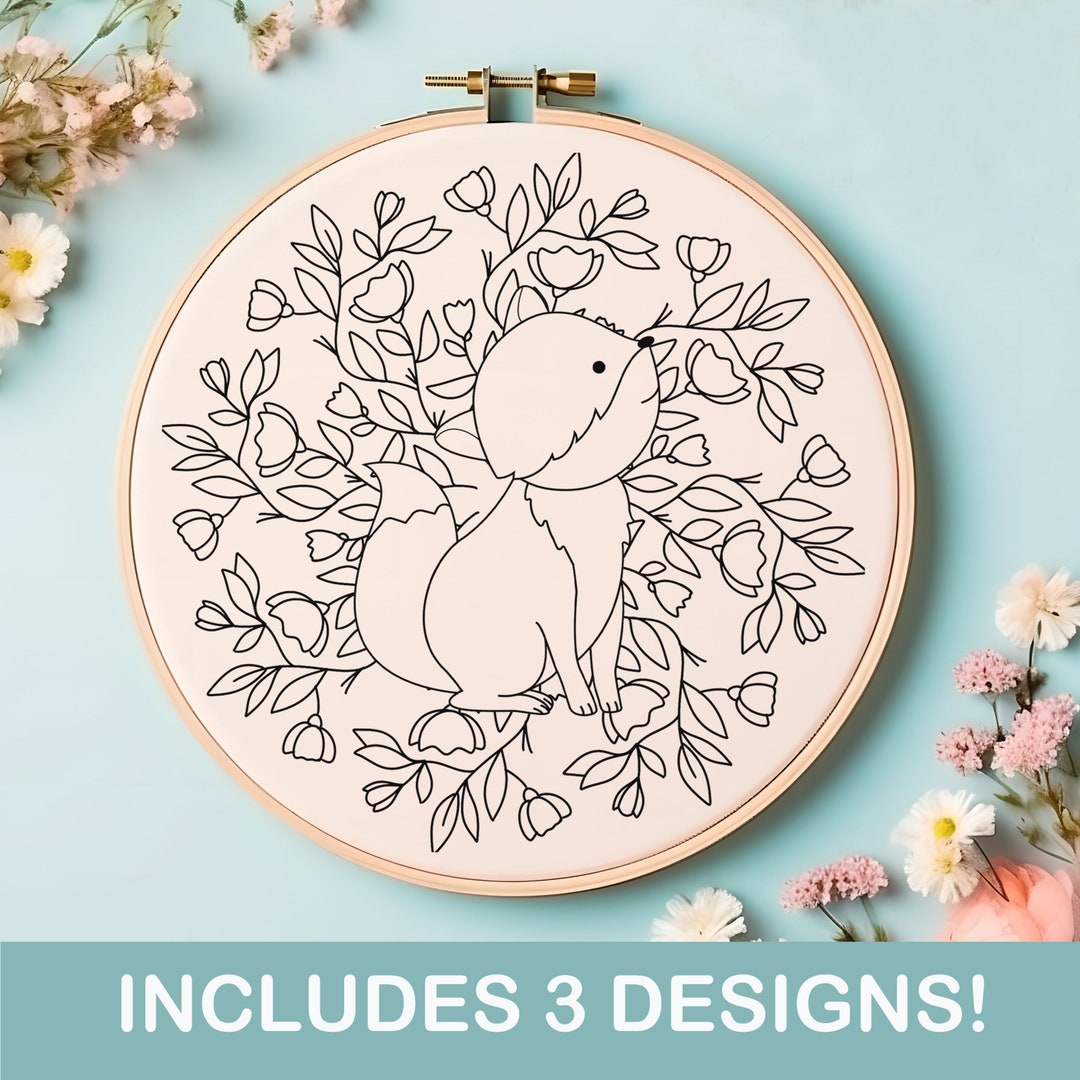 Adorable Fox Art Fox Hand Embroidery Pattern Cute Fox - Etsy