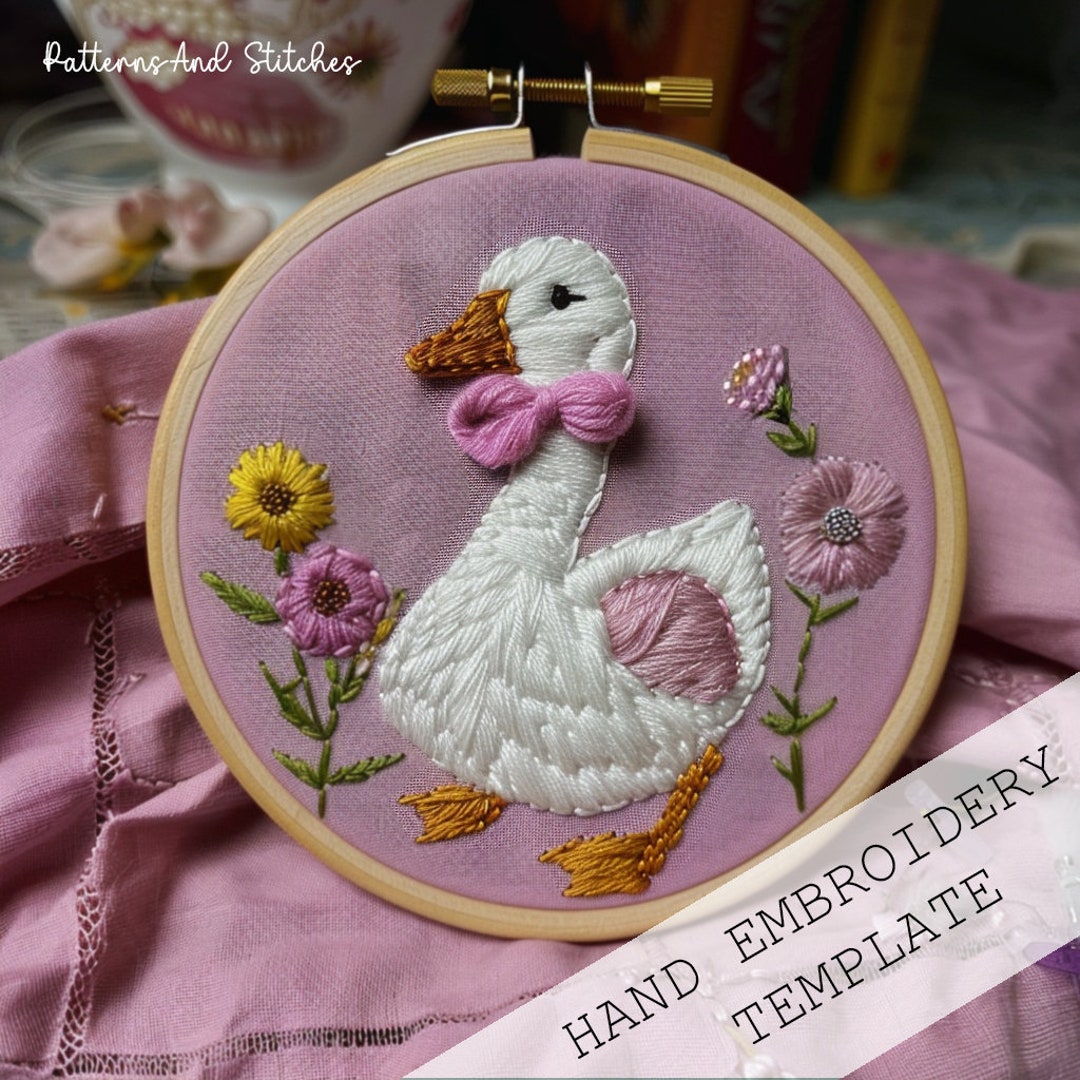 Farm Goose Hand Embroidery Template, Goose Pattern, Bird Pattern, Hand ...