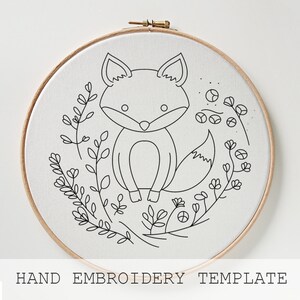 Adorable Fox Art, Fox Embroidery Pattern, Cute Fox Embroidery Design ...