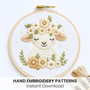 Sheep Hand Embroidery Pattern, Digital Download Embroidery, Animals ...