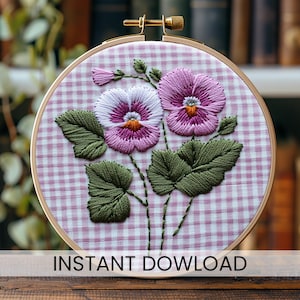 Pansy Embroidery Pattern, Pansies Flowers, Embroidery Design, Pansies ...