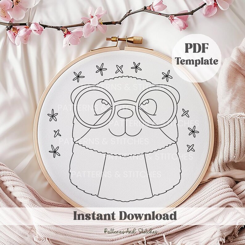 Mole Embroidery Design: Whimsical Mole With Glasses, Instant Download ...