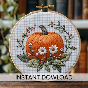 Pumpkin Hand Embroidery Pattern: Autumn Kitchen Decor (PDF) - Etsy