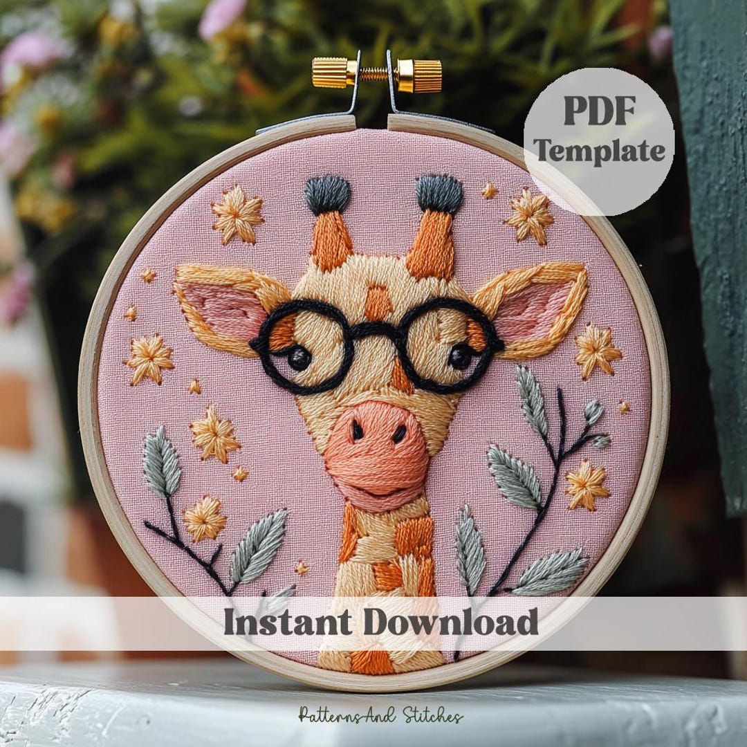 Elegant Giraffe Embroidery Pattern: Safari Nursery Decor, Beginner ...