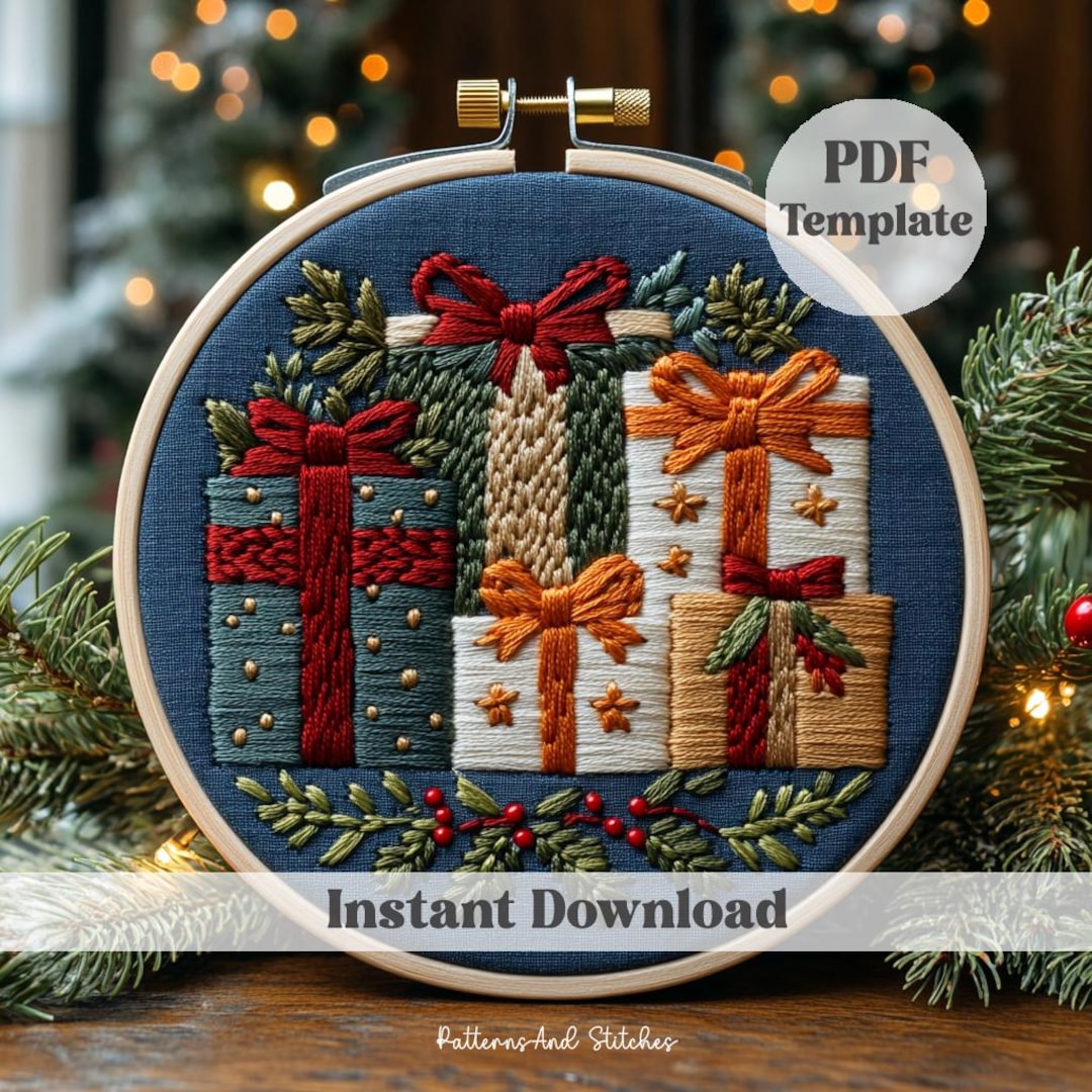 Christmas Presents Embroidery Pattern: DIY Hoop Art (PDF Pattern) - Etsy