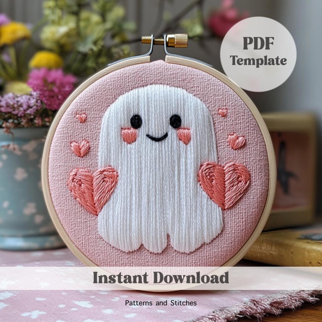 Ghost Embroidery Pattern, Embroidery Halloween, Hand Embroidery Design ...