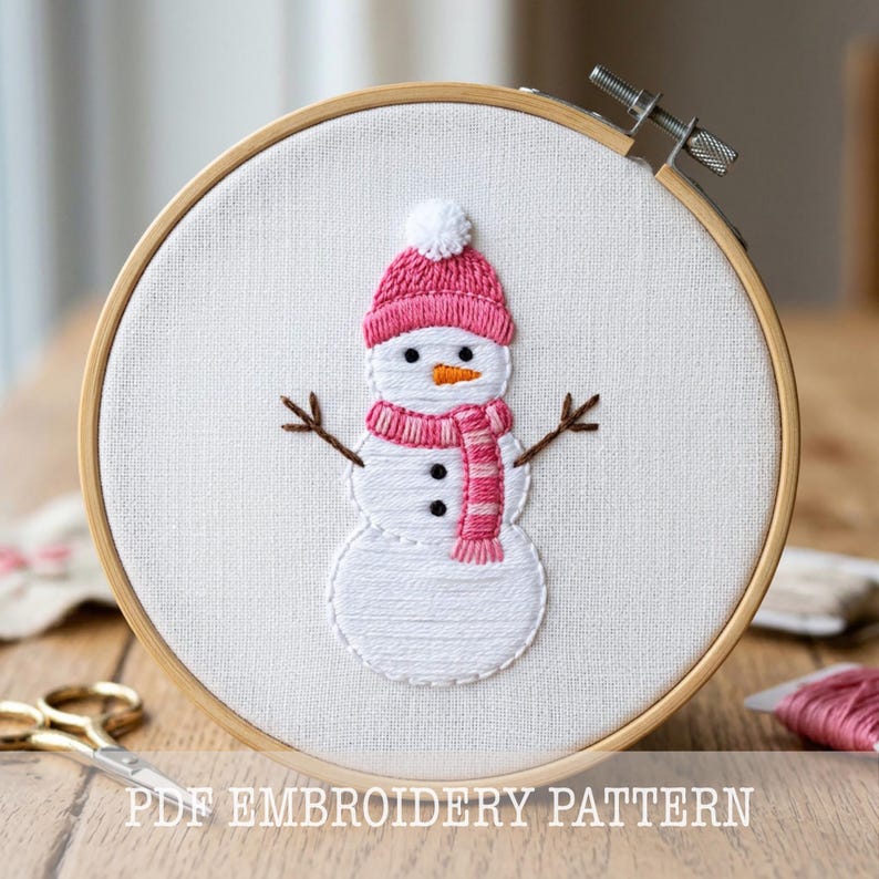 Snowman Embroidery Pattern Festive Home Decor Holiday Needlework ...