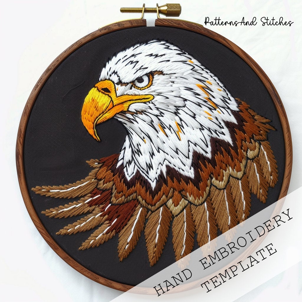 American Eagle Embroidery Pattern: Beginner Friendly Bird Design ...