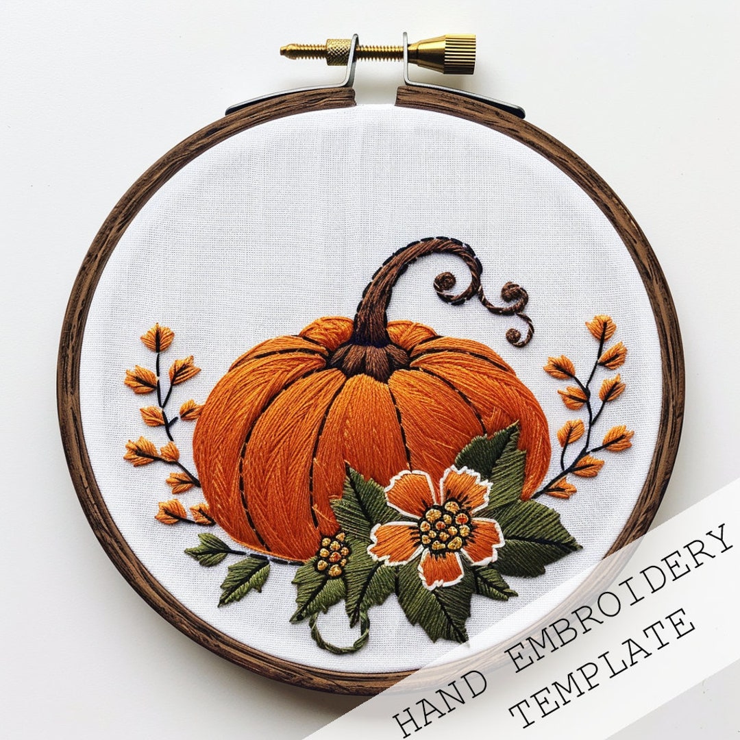 PDF Embroidery Template, Pumpkin Decor, Halloween Decor, DIY Embroidery ...
