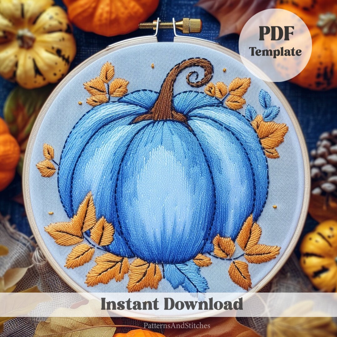 Pumpkin Embroidery Design: Fall Decor DIY Template, Hand Stitch (PDF ...
