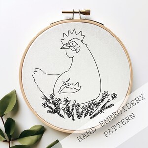 Cluck Chicken Hand Embroidery Hoop, Instant Download, Pdf Pattern, Hen ...